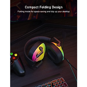 SENZER SG500 Surround Sound Pro Gaming Headset with Noise Cancelling Microphone - Soft Memory Foam Padding - Portable Foldable Headphones for PC, PS4, PS5, Xbox One, Switch - Gradient