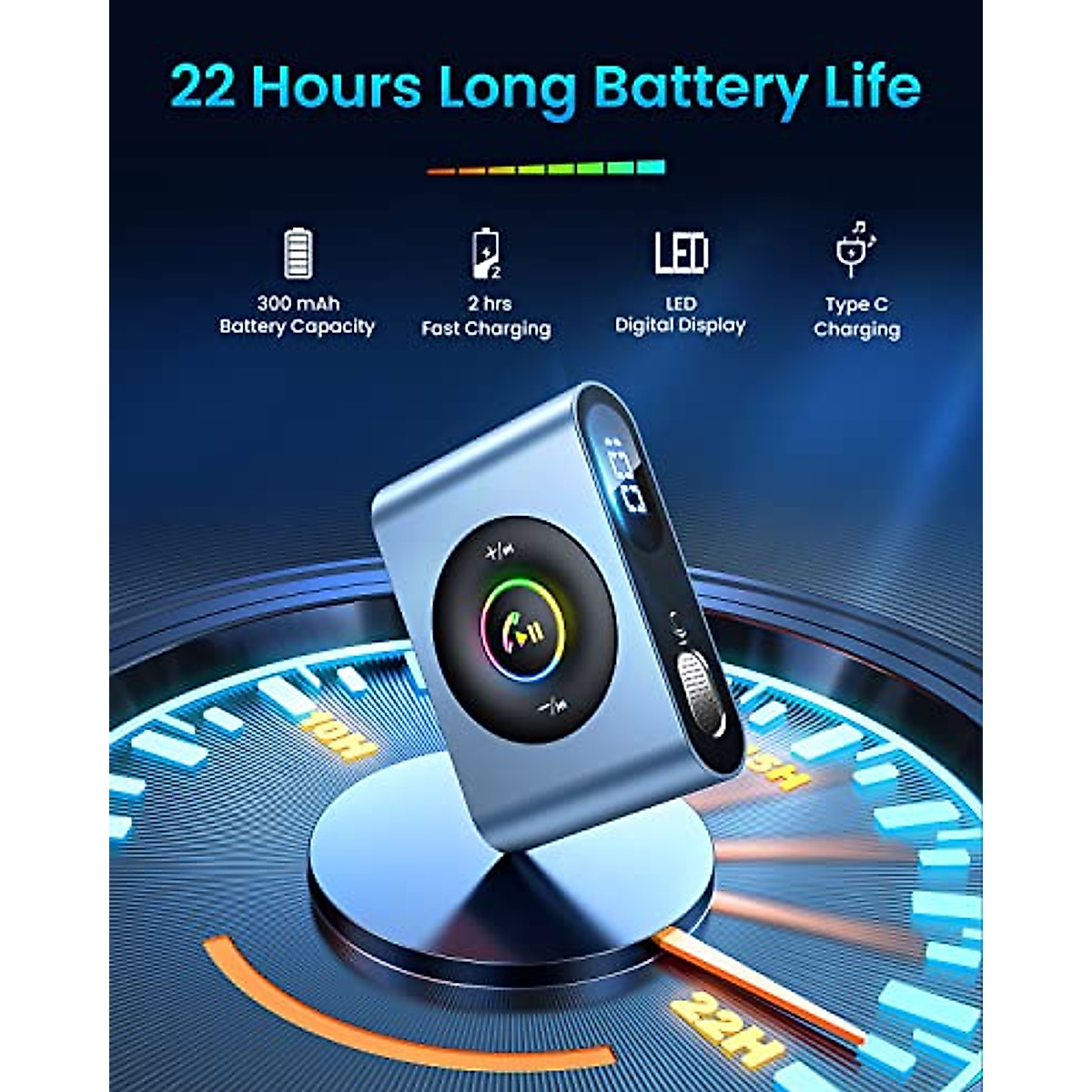 Bluetooth 5.3 AUX Adapter for Car,【Enhanced Mic & LED Digital Display】【22H Battery Life & Noise Cancelling】JOYROOM 3.5mm Input Wireless Receiver for Car Audio/Home Stereo, Metal