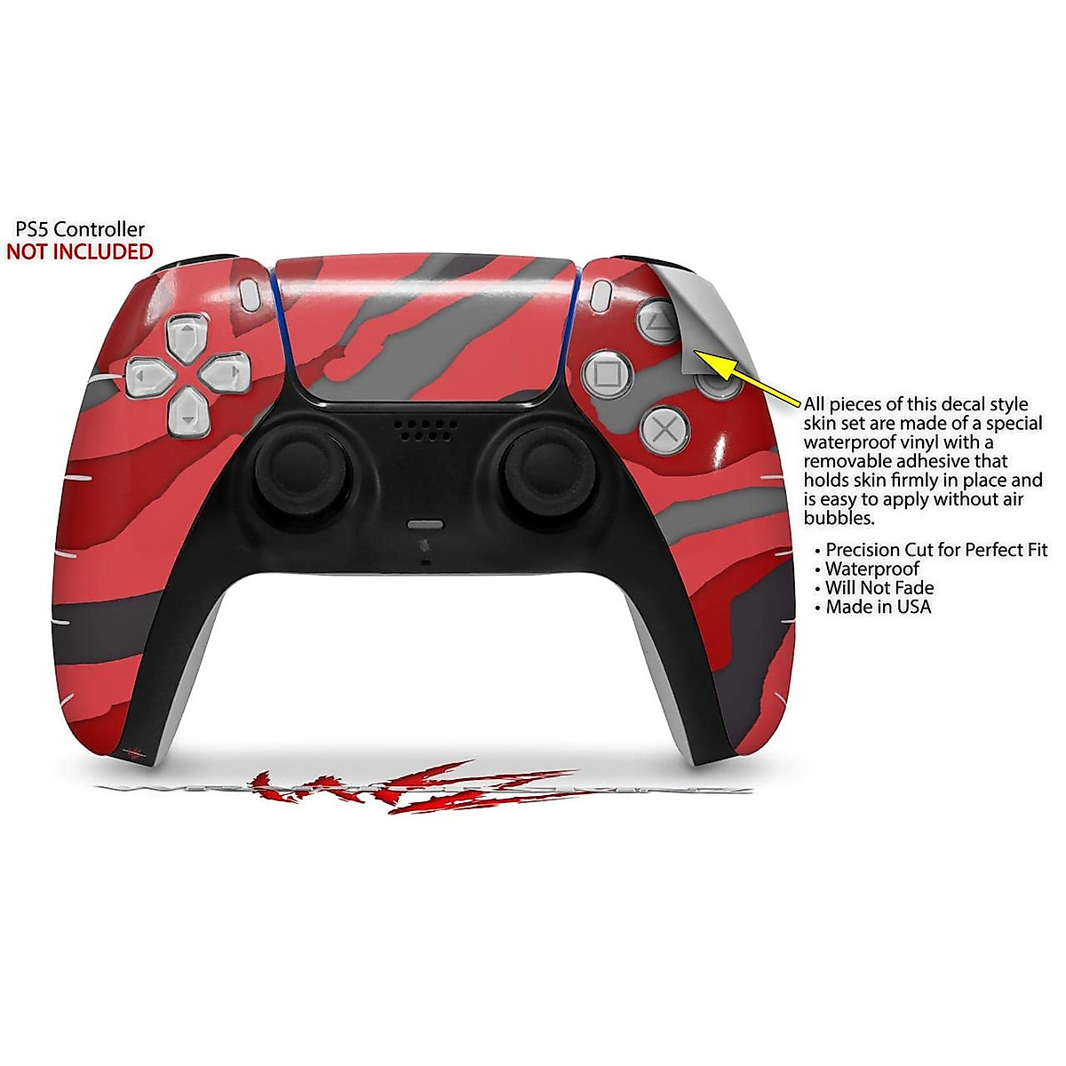 WraptorSkinz Skin Wrap compatible with Sony PS5 DualSense Controller Camouflage Red (CONTROLLER NOT INCLUDED)