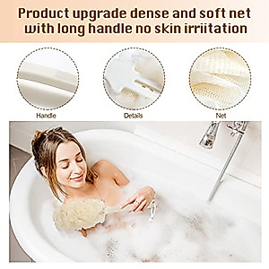 2Pack Back Scrubber for Shower，PIPUHA Loofah Sponge Shower Brush Using Body Exfoliating with Long Handle, Loofah on a Stick for Men Women, Bathing Accessories for Body Brushes (Blue and White)