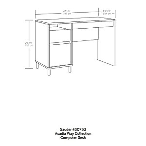 Sauder Acadia Way Single Pedestal Desk in Raven Oak with Timber Oak Accents