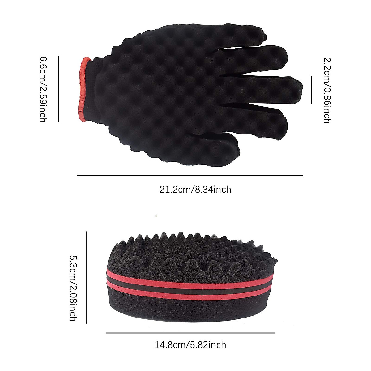BIMIGET Hair Sponge Set (Black-A) - Magic Twist Curl Glove, Afro Brush, Metal Pick Comb for Styling