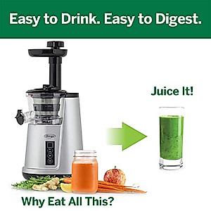 Omega JC3000SV13 Vertical Masticating Juicer, 65 RPM Compact Cold Press Juicer Machine, 150 W, Silver