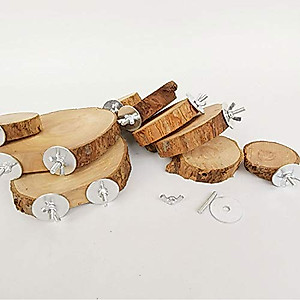 LOVEIFE 3 Pack Bird Perch, Round Wooden Platform Parrot Toys Bird Cage Accessories (Style1)