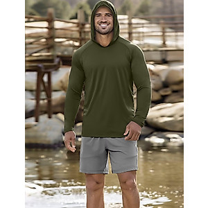 Zengjo Lightweight Hoodie Men Athletic UV Protection(Army Green,M)