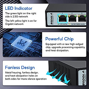 SODOLA 8 Port 2.5G Ethernet Switch with 10G SFP,60Gbps Switching Capacity,Plug & Play/Wall Mountable/Fanless Metal Multi-Gig Unmanaged Network Switch