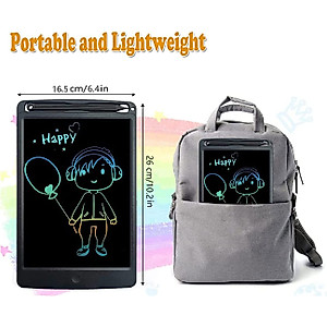 ScriMemo LCD Writing Tablet,10-Inch Drawing Tablets Kids Doodle Board Colorful Sketch Pad Reusable Magnetic Drawing Board Gifts for Kids and Adults at Home, School and Office (Black)