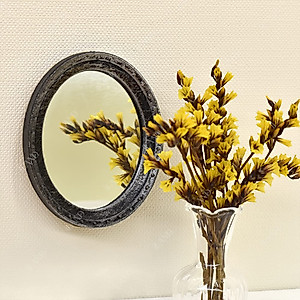 iLAND Mini Mirrors, Dollhouse Accessories on 1:12 Scale, Framed Glass Miniature Mirror (Dark Silver 4pcs)