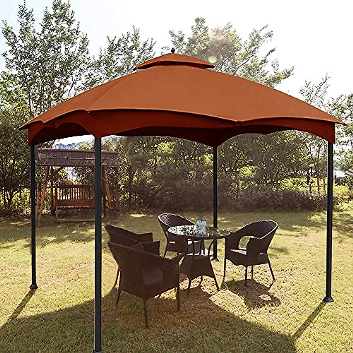 CoastShade Patio 10X12 Replacement Canopy Roof for Lowe's Allen Roth 10X12 Gazebo Backyard Double Top Gazebo #GF-12S004B-1（Rust）