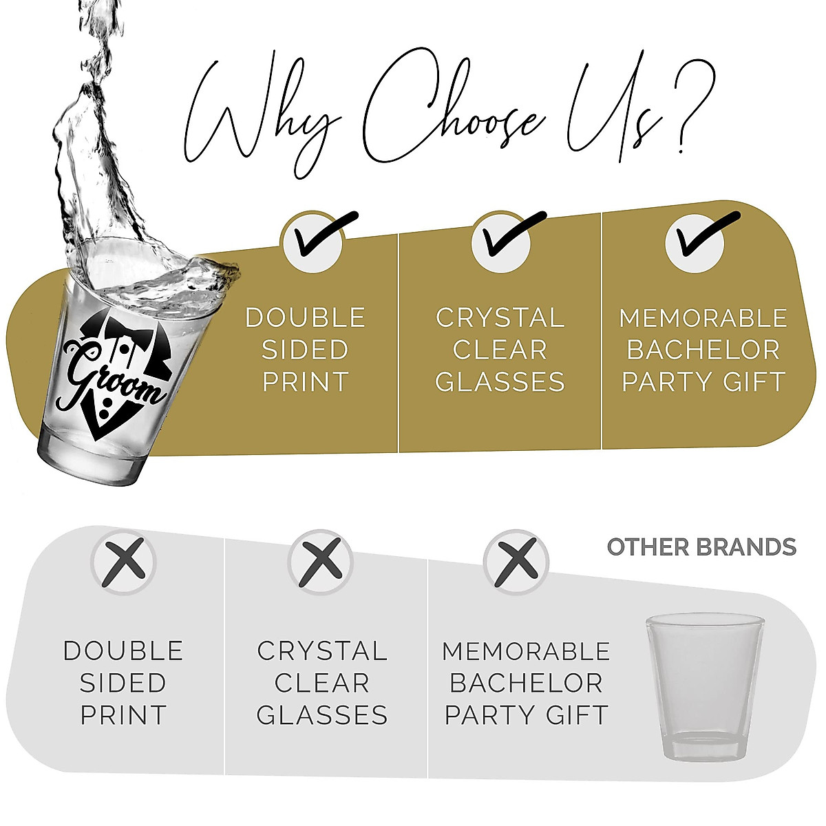 Groom and Groom's Crew Bachelor Party Shot Glass Set, 1 Groom and 11 Groomsman Shot Glasses Bachelor Party Decorations and Groomsmen Gifts, Team Groom Proposal, Bachelor Party Favors For Men -1.75oz