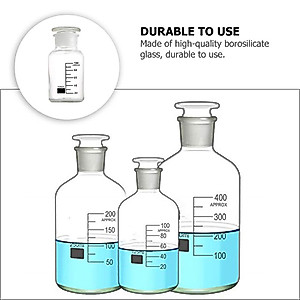 iplusmile Reagent Bottle Apothecary Jar, Glass Wide Mouth Reagent Bottle 125ml Capacity Laboratory Chemistry Sample Glass Bottle with Glass Stopper and Scale for Lab and Kitchen