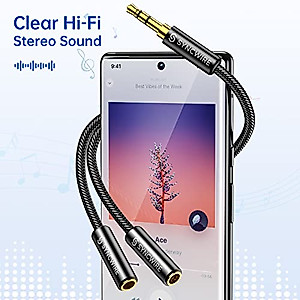 SYNCWIRE Headphone Splitter, iPhone Headphone Adapter, 3.5mm Audio Stereo Y Splitter for Phone & More