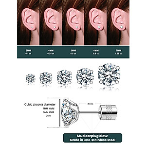 Earrings for Women Cubic-Zirconia Surgical-Stainless-Steel - Hypoallergenic CZ Stud Set Ear Rings 20G Helix Cartilage Tragus Girl Jewelry Fake Diamond Cartilage