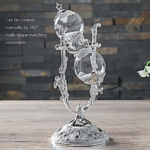 Hourglass Sand Timer Decorative,360° Rotating Metal White Sand Watch 30 Min,Antique Hour Glass Decor for Office Desk- Crafts,Gifts(B)