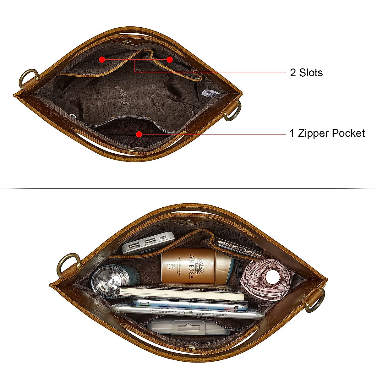 S-ZONE Vintage Genuine Leather Tote Bag for Women Large Shoulder Purse Handbag with Clutch Bag