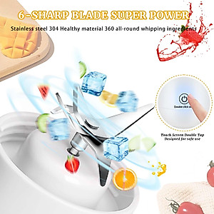 Cordless Portable Blender, USB Rechargeable Personal Blender, Powerful Small Blender for Smoothies and Shakes with Travel Cup Lid, Leakproof Waterproof Mini Blender for Frozen Drinks Juices Baby Food