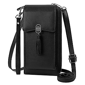 Perlvin Alinne Women Rfid Blocking Wallet Crossbody Bag Cell Phone Purse For Women Small Phone Handbag (Black 01)