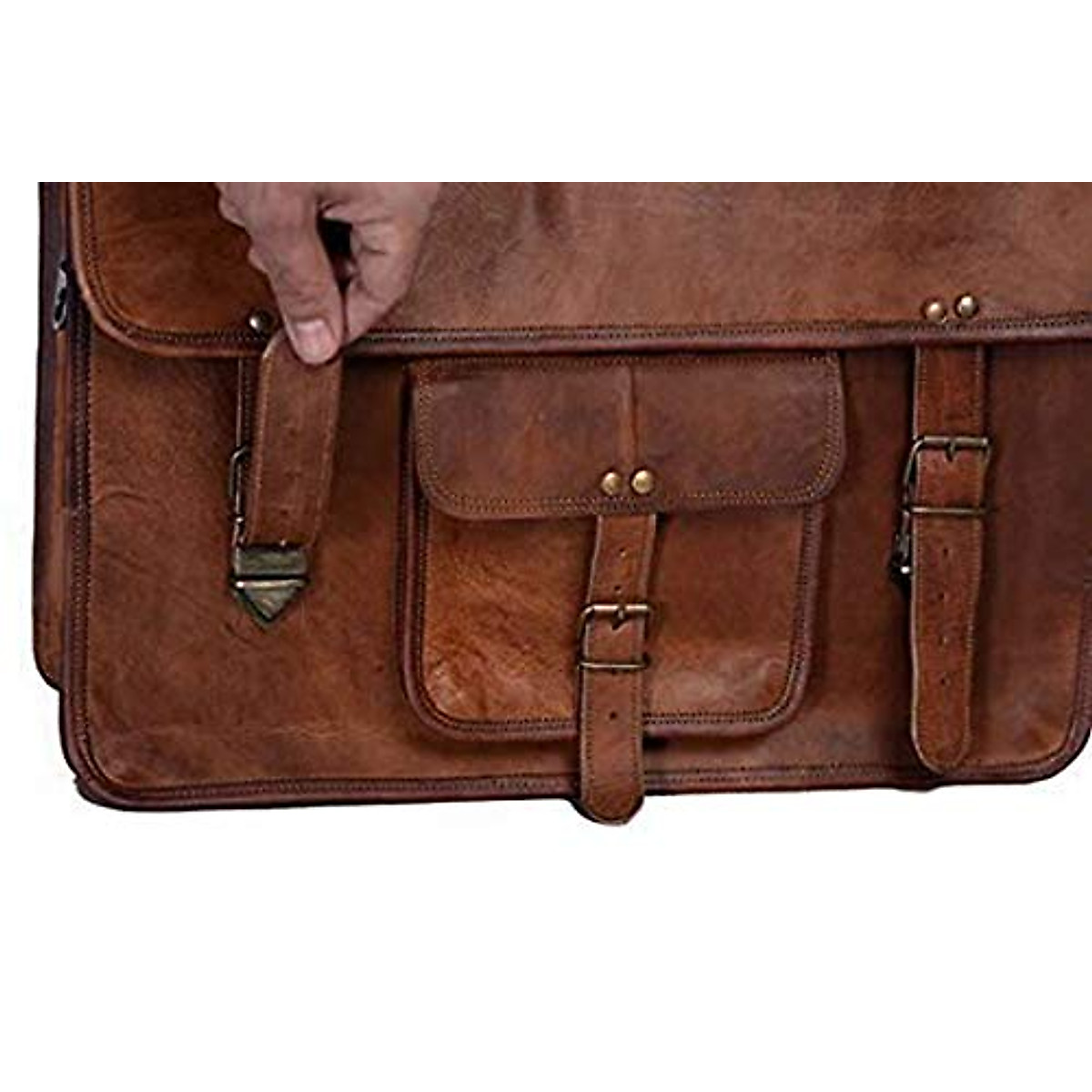 KPL 18 INCH Leather Briefcase Laptop Messenger Bag Satchel Office computer bag for men and women (18 INCH)