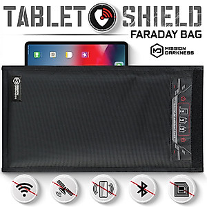 Mission Darkness Non-Window Faraday Bag for Tablets // Device Shielding for Law Enforcement & Military, Executive Privacy, Travel & Data Security, Anti-Hacking Anti-Tracking Anti-Spying Assurance