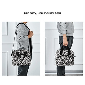 Black And White Leopard Lunch Tote Bags for Women Leakproof Lunch Bag lunch Box Lunch Cooler Bag(6te6b)
