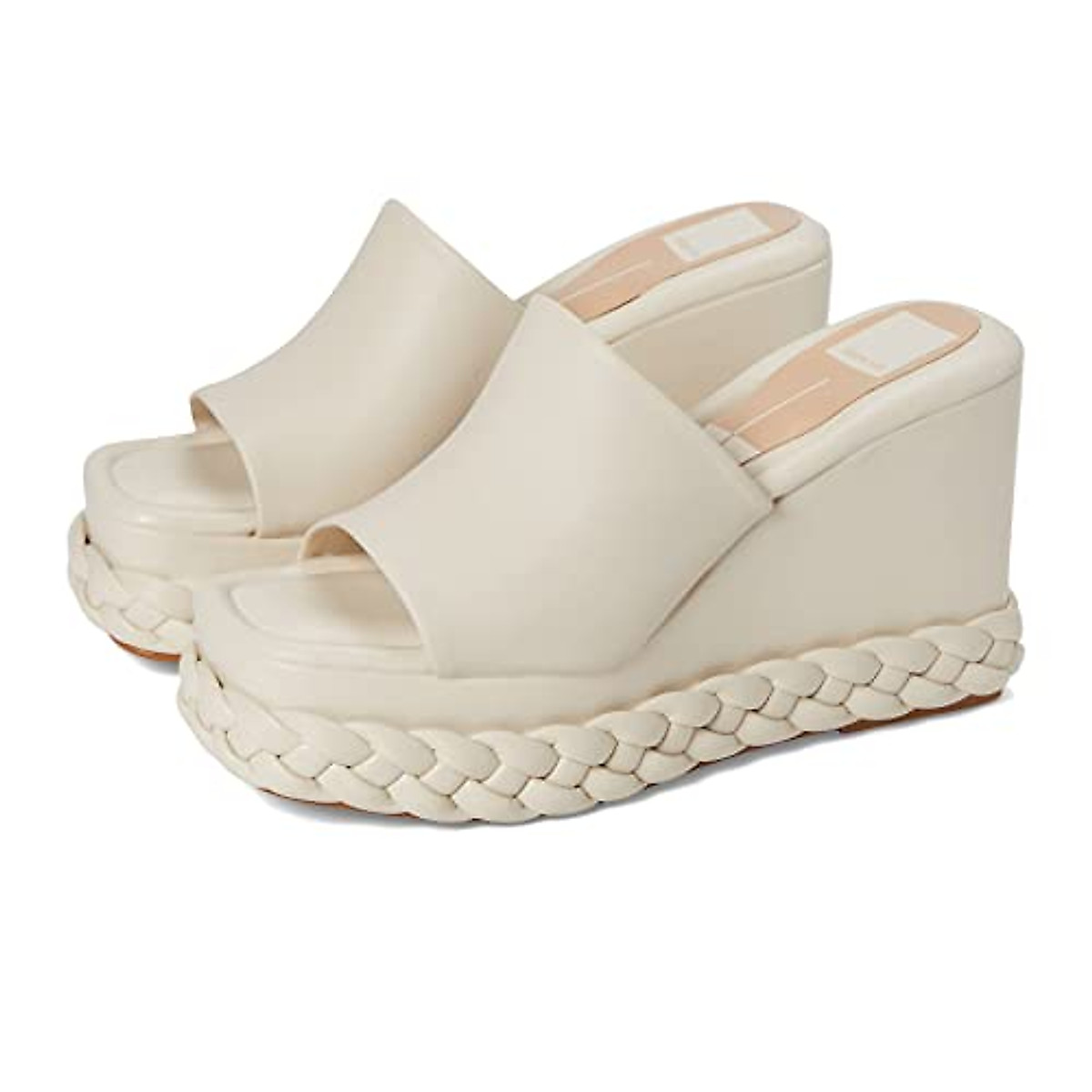 Dolce Vita Women's Elene Wedge Sandal, Ivory Leather, 9