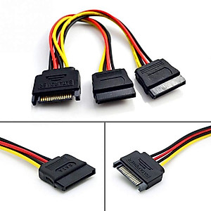 ANRANK High Speed SATA Power 15-pin Male to Dual 15-pin Female Y-Splitter Cable Adapter for HDD Hard Drive
