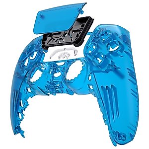 eXtremeRate Clear Blue Touchpad Front Top Shell Compatible with ps5 Controller BDM-010 020 030 040 050, DIY Replacement Shell Custom Touch Pad Cover Compatible with ps5 Controller