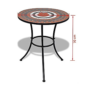 vidaXL Bistro Table Mosaic Ceramic Terracotta White Outdoor Garden Patio Cafe