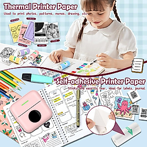 HUIJUTCHEN 20 Rolls Mini Thermal Sticker Printer Paper 57x25mm Inkless Self-Adhesive Paper for M02/T02/X5 Pocket Bluetooth Receipt Printer for Photo,DIY,Note,Memo(16 White+4 Color)