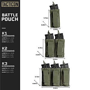 Tacticon K1 BattlePouch | 1 Rifle + 1 Pistol Mag Pouch | Combat Veteran Owned | Molle Single Rifle Pistol Magazine Holster Ammo | Tactical Bag Accessories Holder (1 Rifle + 1 Pistol [OD Green])