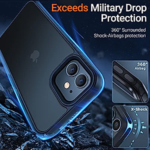 TORRAS Shockproof Designed for iPhone 12 Mini Case [8FT Military Grade Drop Tested] Slim Fit Hard iPhone 12 Mini Phone Case with Silicone Bumper, Translucent Case for iPhone 12 Mini 5.4“, Black