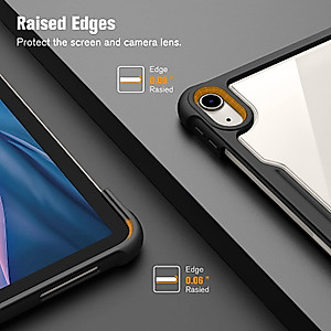 Fintie Hybrid Back Case for iPad Air 11 Inch 2024, iPad Air 5th Generation (2022) / iPad Air 4th Gen (2020) 10.9 Inch - Slim Clear Transparent Back Cover with Shockproof Soft TPU Bumper, Black