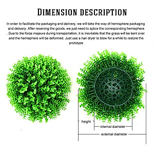 Dolloress 15 inch Artificial Plant Topiary Ball Garden Decorative Balls for Backyard, Balcony,Garden, Wedding and Home Décor,Green