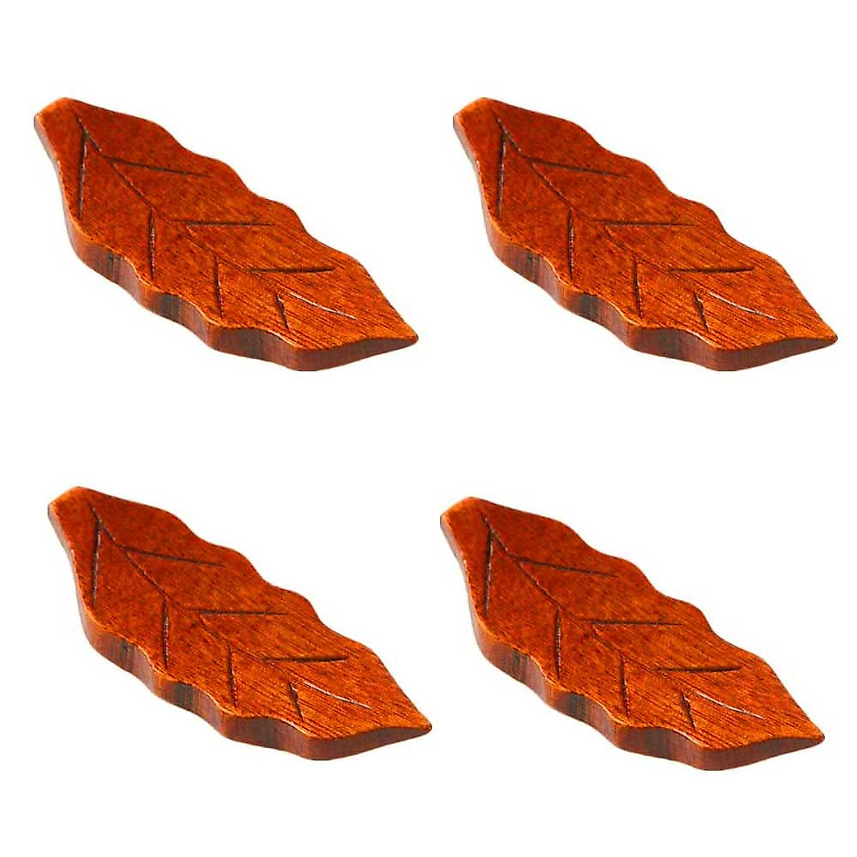 4PCS Natural Wooden Leaf Shape Wooden Chopstick Rest Japanese-Style Chopstick Stand for Home Restaurant Kitchen Table