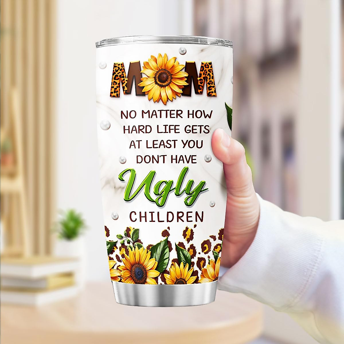Mothers Sunflower Handle Tumblers Coffee For Funny Women Mother Mama Day Cups Insulated, Best Mom Ever, Tumbler 20 Oz With Lid And Straw, Best Mom Ever Gifts