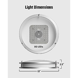 SUPERDANNY 36W LED Flush Mount Ceiling Light Fixture, 13 Inch Modern Ceiling Lamp, 3000K/3700K/4500K/5100K/6000K Dimmable Ceiling Lights for Bedroom Kitchen Hallway Bathroom (Brushed Nickel, 2 Pack)