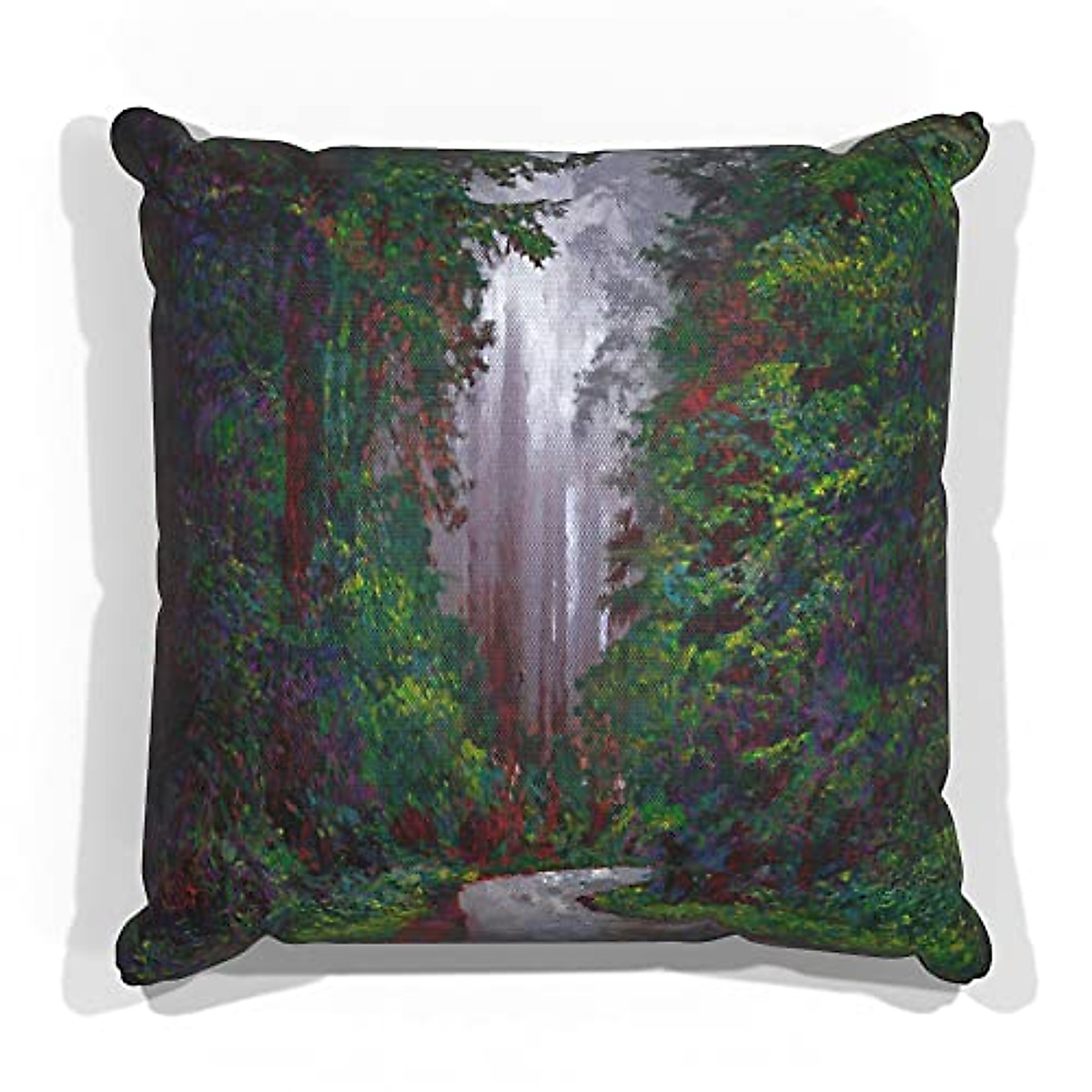 Redwood Forrest Canvas Throw Pillow for Couch or Sofa at Home & Office by Artist Lisa Sofia Robinson 18" x 18".