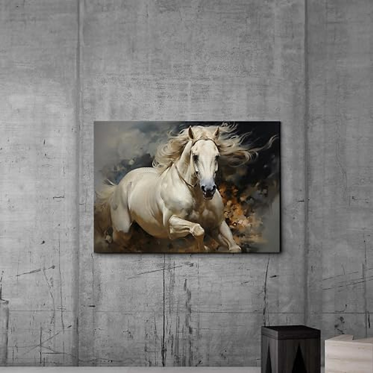 Majestic Black Stallion Galloping In The Clouds, Black Horse On Salt Flats, Canvas Print, Black Horse Print, Black Horse Wall Art