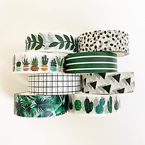 Washi Tape Set of 16 Rolls of 15 mm Wide Washy Tape Cute Decorative Tape for Journaling, Scrapbooking, Crafts, Bullet Journals, Planners, DIY Décor, Craft Supplies For Adults & Kids (Meadow)