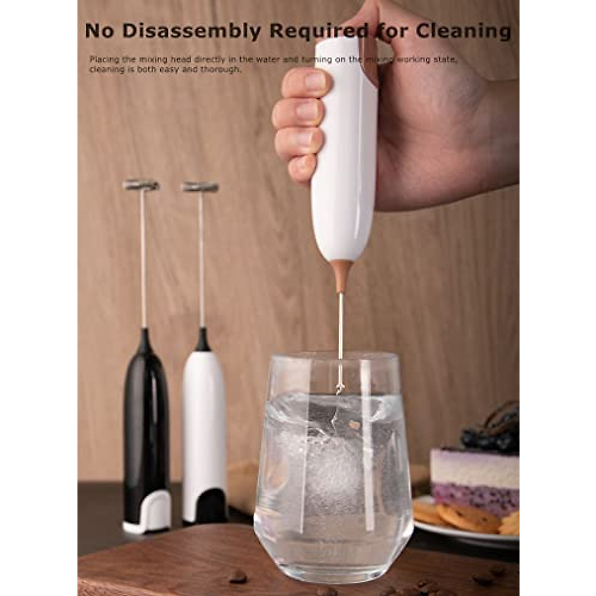 EPAZISOH Milk Frother Handheld Battery Operated Electric Foam Maker Milk Foamer Mini Mixer and Coffee Blender Frother for Frappe, Latte, Matcha, No Stand