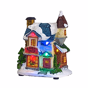 Lights4fun, Inc. Set of 5 Christmas Village Scene Battery Operated LED Light Up Holiday Decoration