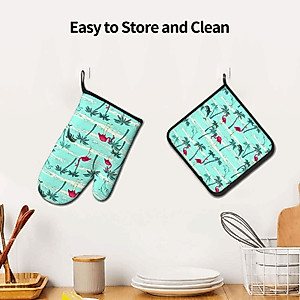 Deyimeri Cute Cat Lover Oven Mitts Pot Holders Set,2-Piece Set, Heat Resistant Waterproof Gloves for Kitchen Cooking, Baking, BBQ