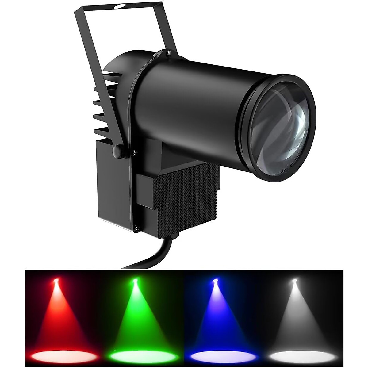 U`King Pinspot Light RGBW 10W LED Beam Pin Spot by DMX 512 Sound Activated Controlled Spotlight for Mirror Ball Party Wedding DJ Disco Shows Spot Lighting Black