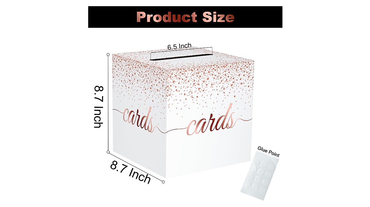 Rose Gold Cards Box, Cards Receiving Box For Birthday, Wedding, Bridal ...