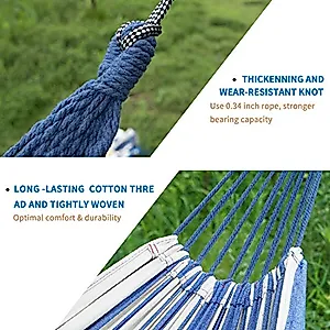 QIFBYFB Hammock, Portable 2-Person Brazilian Style Hammock Double Outdoor/Indoor Cotton Canvas Hammock Thickened Durable Fabric with 550lb Load Capacity, for Travel, Beach, Backyard, Camping etc