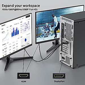 UVOOI DisplayPort (DP) to HDMI HDTV Cable 10ft - 2 Pack, Display Port to HDMI Cable Adapter Support Video and Audio
