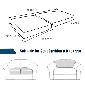NC HOME Water Repellent Individual Couch Cushion Slipcovers, Sofa Slip Covers for Loveseat Couch Cushion, Camper Dinette Cushion Covers, Washable (2 Pieces, Navy)