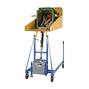 Vestil TCD-U-60-AC Universal AC Trash Can Dumper, Steel, 60-3/16" Maximum Height, 135 Degree Maximum Angle, 400 lb Uniform Capacity, Blue/Yellow