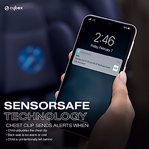 Cybex Sirona S with Convertible Car Seat, 360° Rotating Seat, Rear-Facing or Forward-Facing Car Seat, Easy Installation, SensorSafe Chest Clip, Instant Safety Alerts, Urban Black