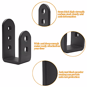 2 Pack Heavy Duty 2x4 Door Barricade Brackets Steel U Bracket Drop Open Bar Security Holder Door Lock Brackets for Home, Barn, Shed, Garage, Gate to Security Door Reinforcement Fits 2x4 Bar, Black